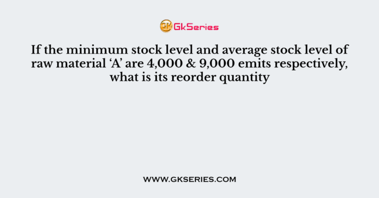 If the minimum stock level and average stock level of raw material ‘A ...