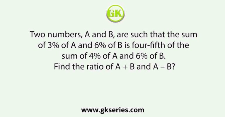 Two numbers, A and B, are such that the sum of 3% of A and 6% of B is ...