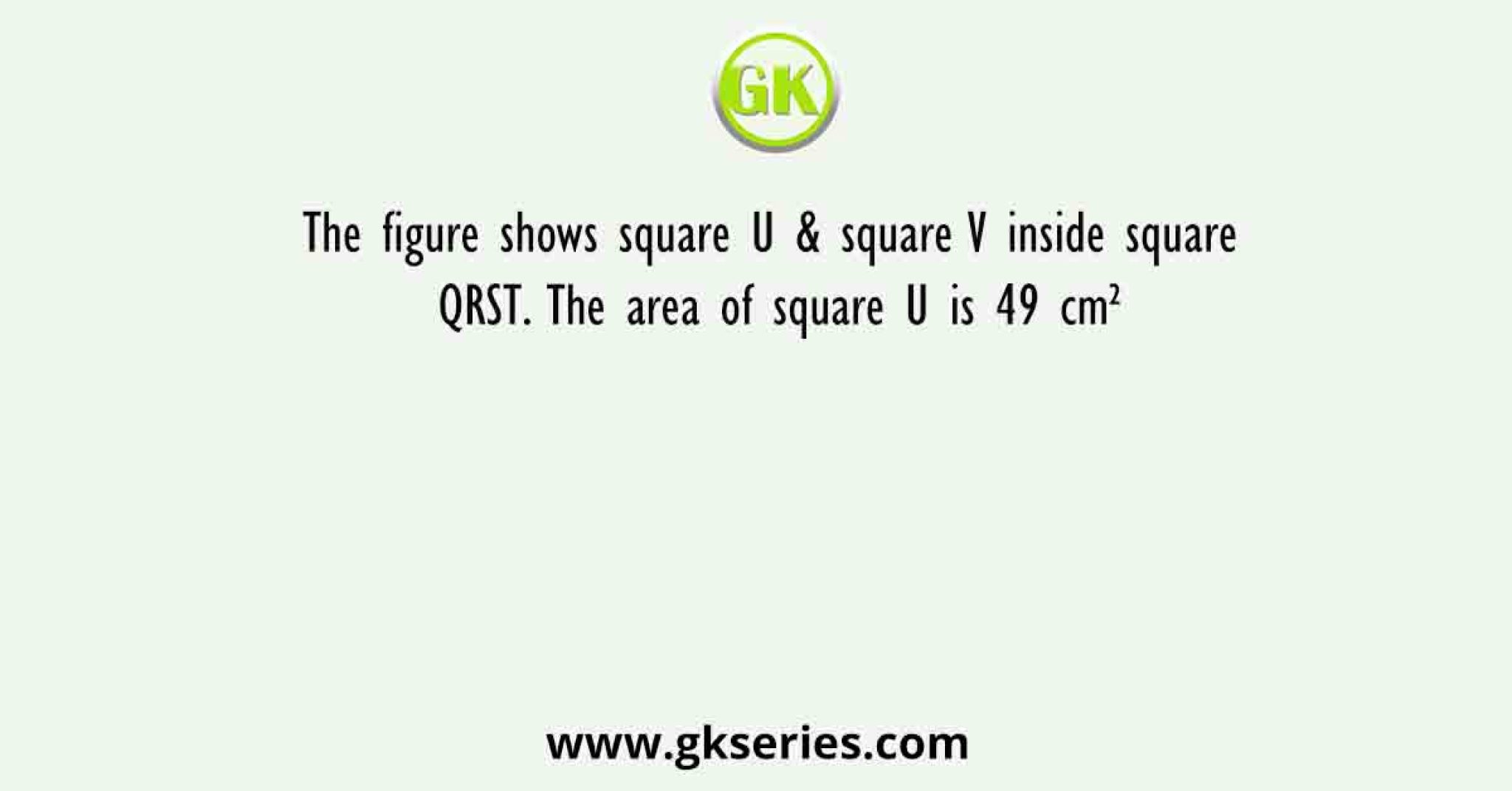 The figure shows square U & square V inside square QRST. The area of ...